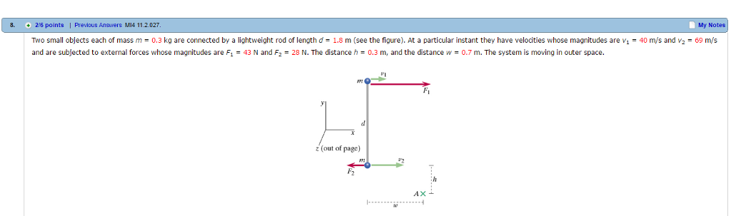 Solved 216 points Previous Answers M 4 2.027. My Notes Two | Chegg.com