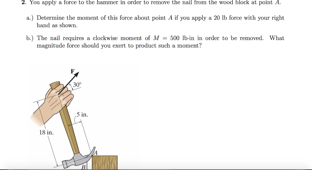 Solved You apply a force to the hammer in order to remove | Chegg.com