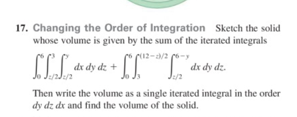 Sketch the solid whose volumes is given by the sum of | Chegg.com
