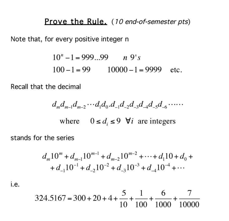 Solved Rule for transforming a Repeating Decimal into a | Chegg.com