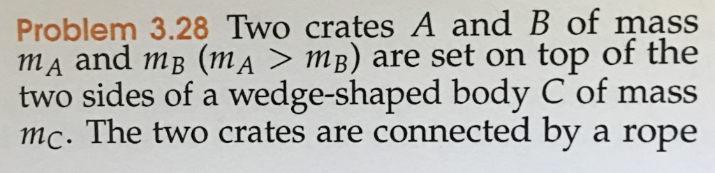 Solved Problem 3.28Two crates A and B of mass mA and mB | Chegg.com