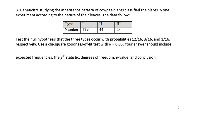 Solved 3. Geneticists studying the inheritance pattern of | Chegg.com