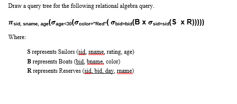 Solved Draw a query tree for the following relational | Chegg.com