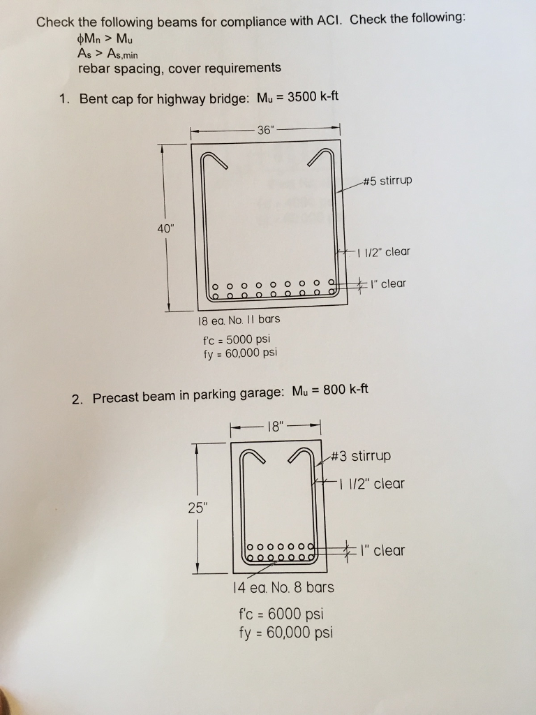 Solved Check the following beams for compliance with ACI. | Chegg.com