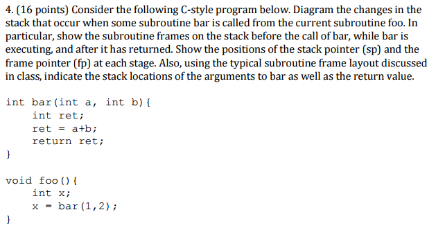 Solved Consider the following C-style program below. Diagram | Chegg.com