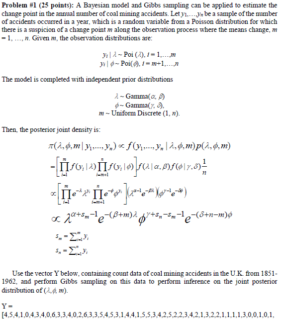Solved Problem #1 (25 points): A Bayesian model and Gibbs | Chegg.com Solved Problem #1 (25 points): A Bayesian model and Gibbs | Chegg.com