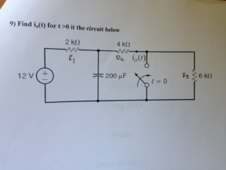 Solved Find io(t) for t > 0 it the circuit below | Chegg.com