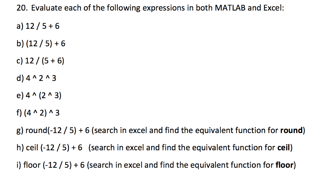Solved 20. Evaluate each of the following expressions in | Chegg.com