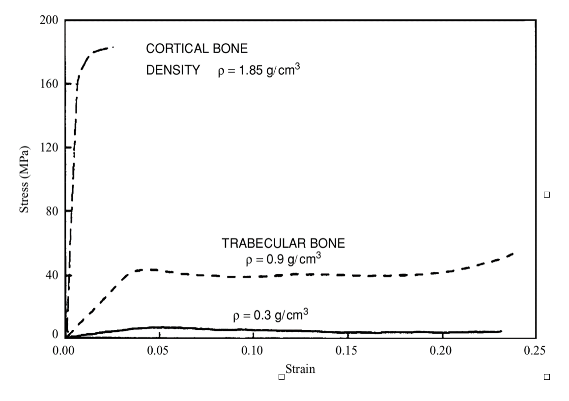 Solved Typical compressive stress-strain curves for cortical | Chegg.com
