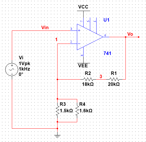 Solved I built the above circuit in MultiSIM with a gain of | Chegg.com