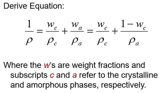 Solved Derive Equation: 1/rho = w_c/rho_c + w_a/rho_a = | Chegg.com