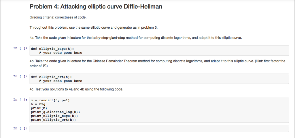 Problem 4: Attacking elliptic curve Diffie-Hellman | Chegg.com