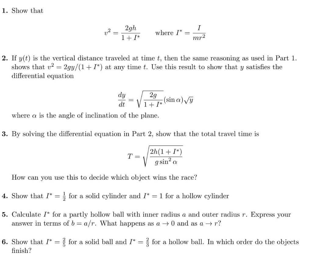 Solved Suppose that a solid ball (a marble), a hollow ball | Chegg.com