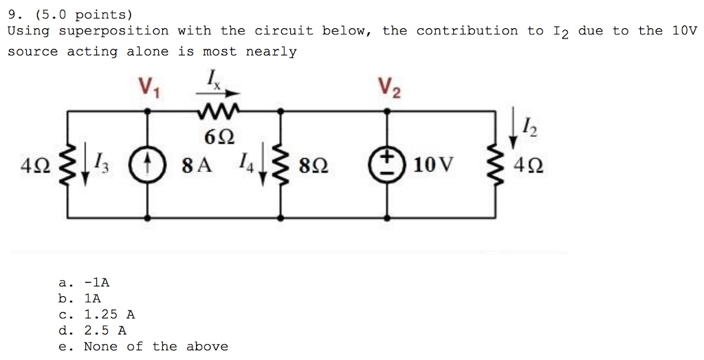 Solved Using superposition with the circuit below, the | Chegg.com