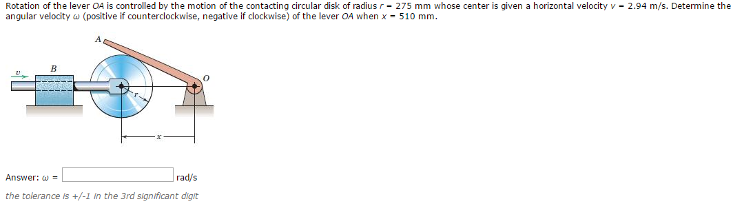 Rotation of the lever OA is controlled by the motion | Chegg.com