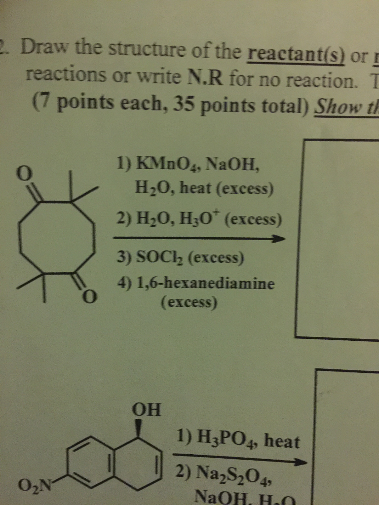 Solved Draw the structure of the reactant or major organic | Chegg.com