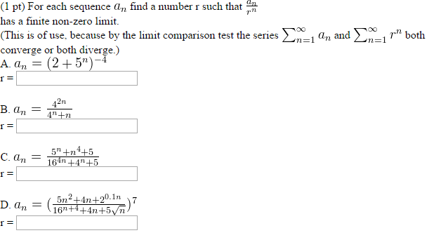 Solved For each sequence a_n find a number r such that | Chegg.com
