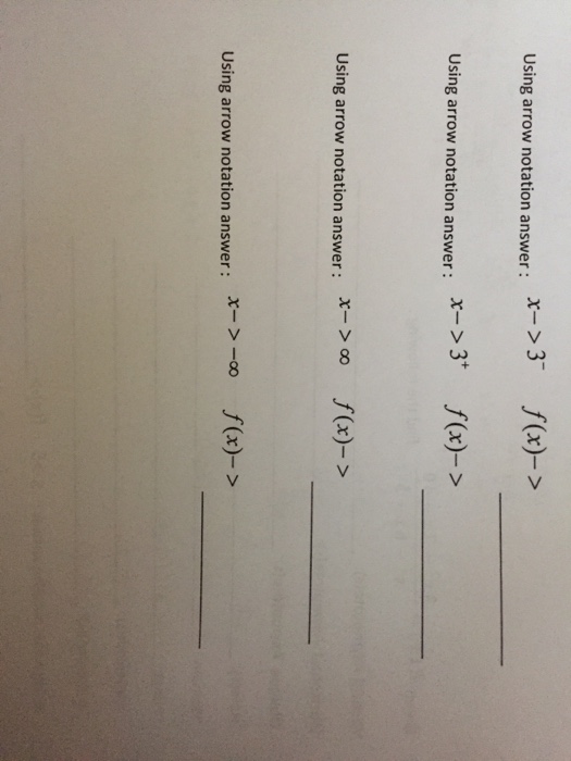 Solved Using arrow notation answer: x - > 3^- f(x) - > | Chegg.com