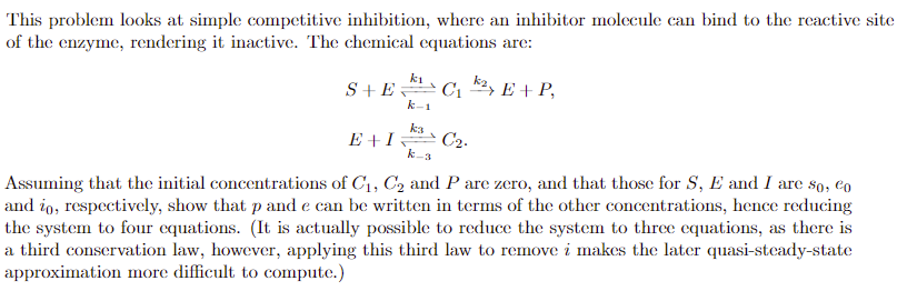 Solved This problem looks at simple competitive inhibition, | Chegg.com