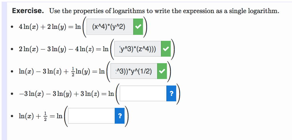 Solved Exercise. Use the properties of logarithms to write | Chegg.com