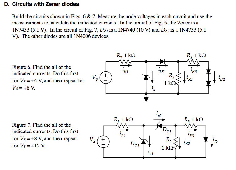 Solved D. Circuits with Zener diodes Build the circuits | Chegg.com