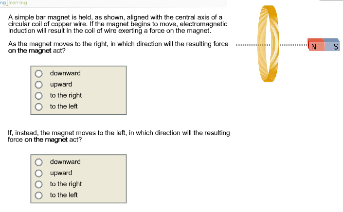 Solved ng learning A simple bar magnet is held, as shown, | Chegg.com