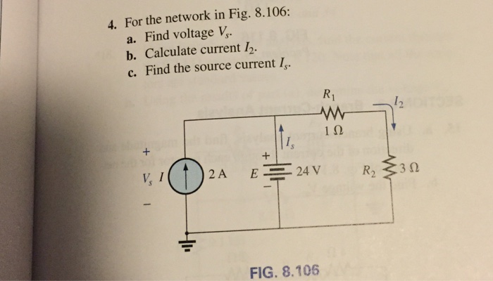 Solved For the network in Fig. 8.106: Find voltage V_s. | Chegg.com