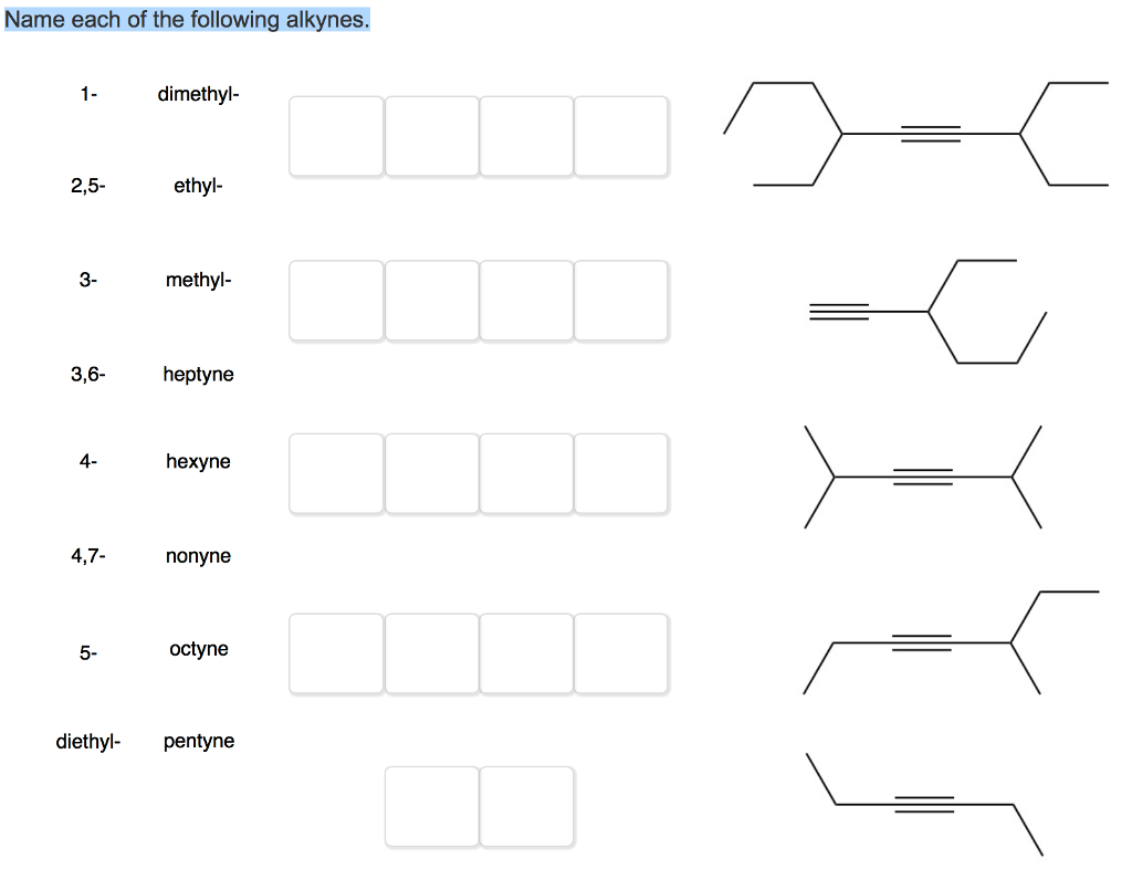 Solved Name each of the following alkynes. 1 dimethyl- | Chegg.com