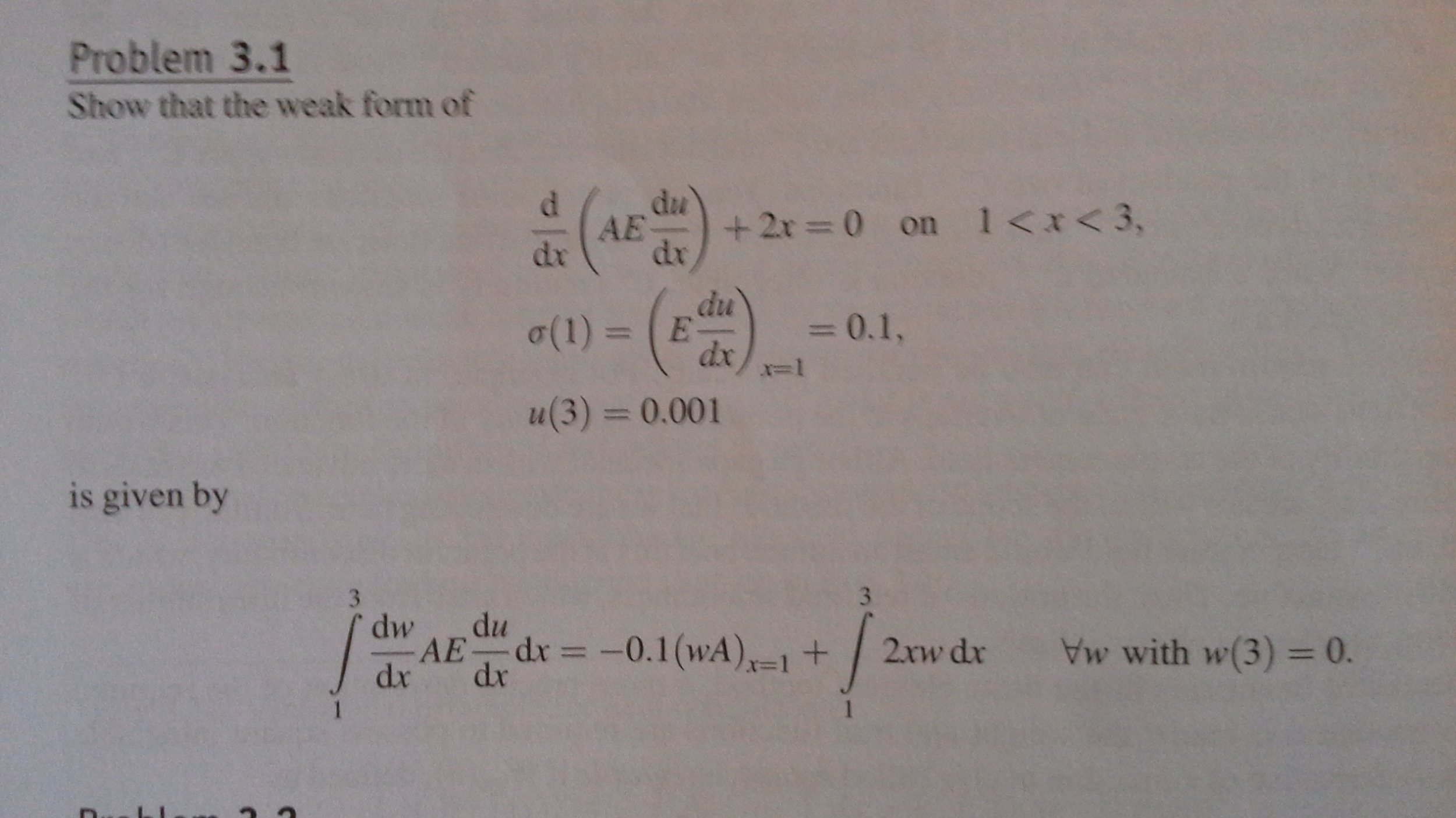Solved Show that the weak form of d/dx (AE du/dx) + 2x = 0 | Chegg.com