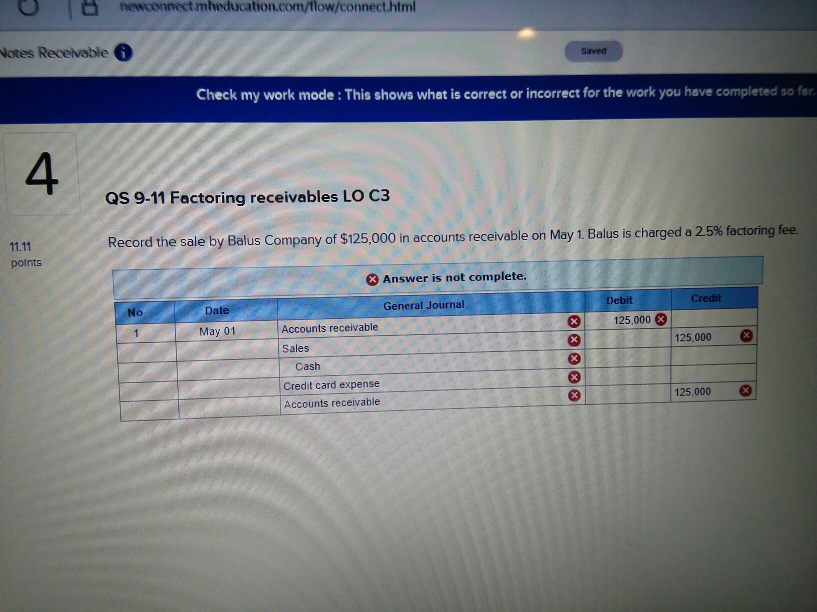 Solved Notes Receivable Saved 4 QS 9-11 Factoring | Chegg.com