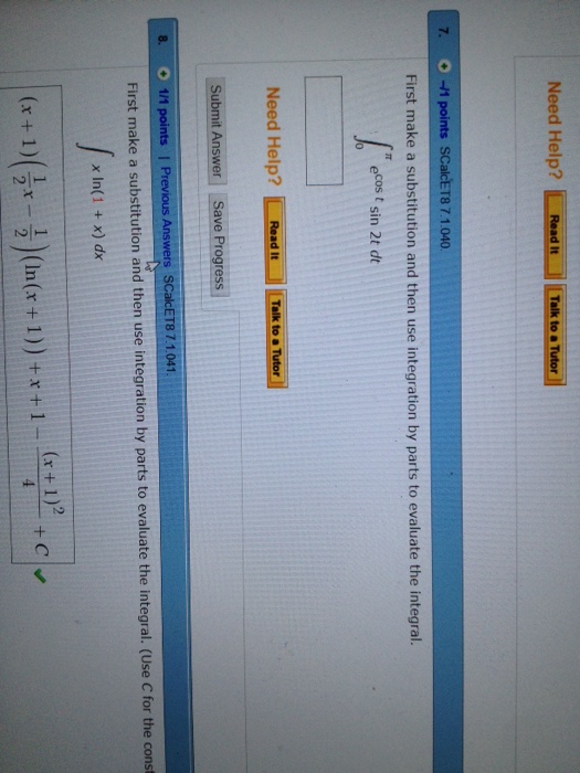 Solved First make a substitution and then use integration by | Chegg.com