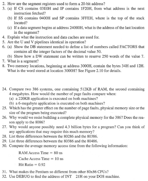 Solved 2. How are the segment registers used to form a 20 | Chegg.com