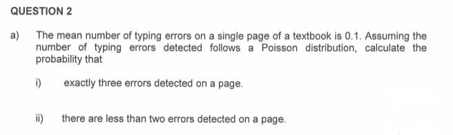 Solved The mean number of typing errors on a single page of | Chegg.com