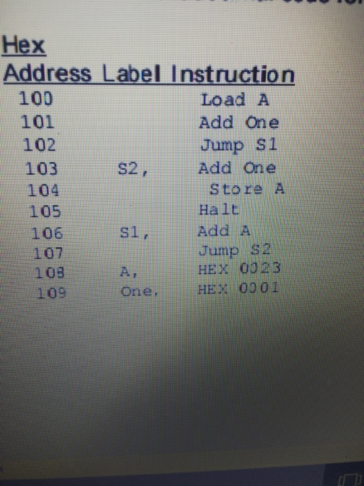 Solved list the hexadecimal code for the following program | Chegg.com
