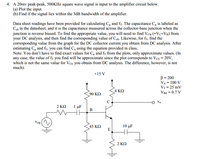 A 20mv peak-peak, 500KHz square wave signal is input | Chegg.com