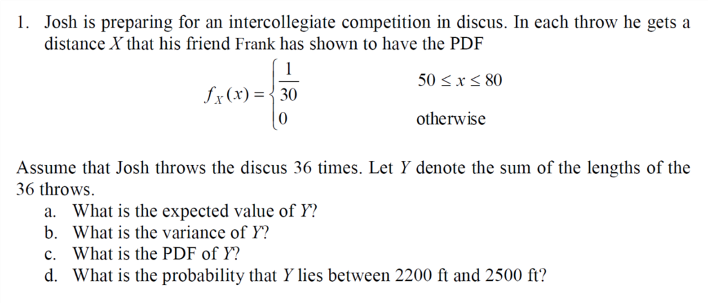 Solved 1. Josh is preparing for an intercollegiate | Chegg.com