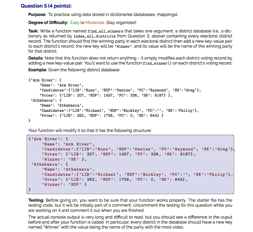 Solved Question 5 (4 points): Purpose: To practice using | Chegg.com