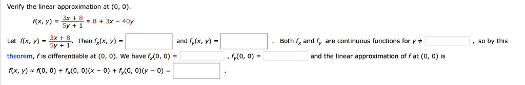 Solved Verify the linear approximation at (0, 0) 3x88 3x | Chegg.com
