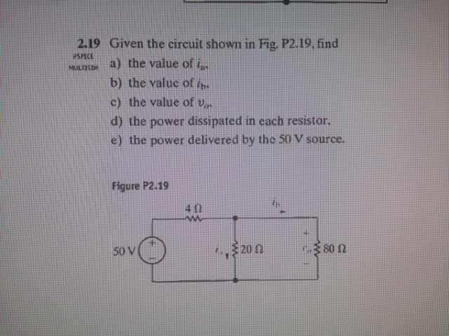 Solved Given the circuit shown in fig. P2.19, find a) the | Chegg.com