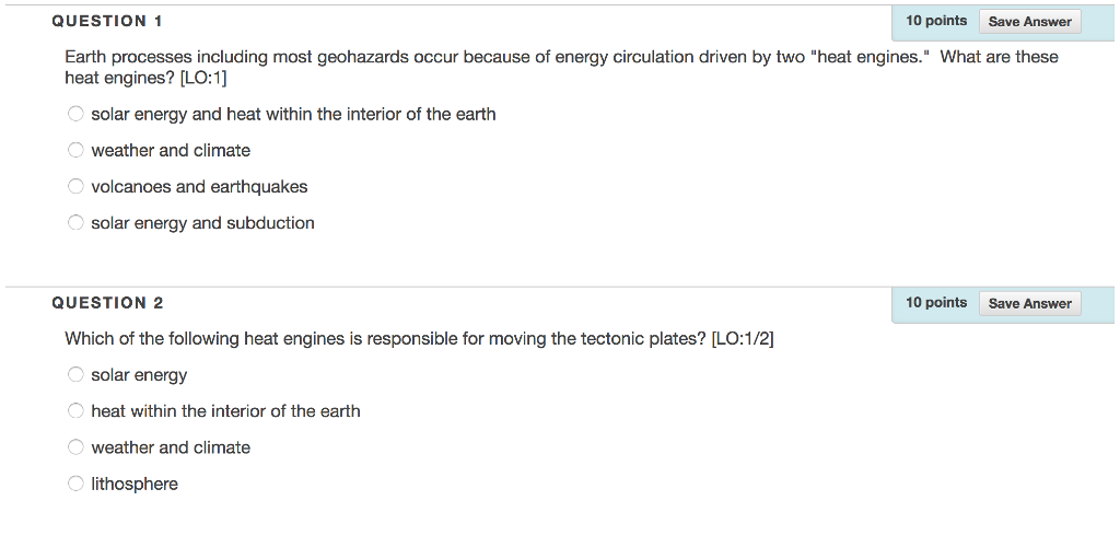 Solved Earth processes including most geohazards occur | Chegg.com