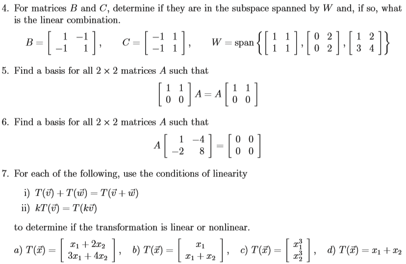 Solved 4. For matrices B and C, determine if they are in the | Chegg.com