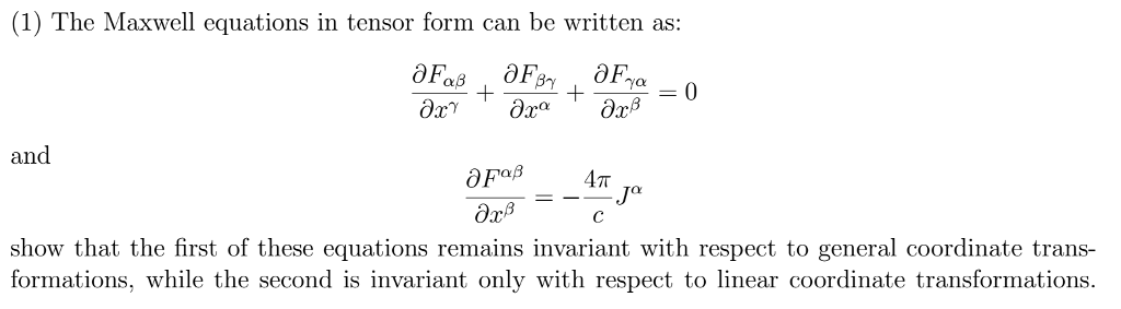 Solved (1) The Maxwell equations in tensor form can be | Chegg.com