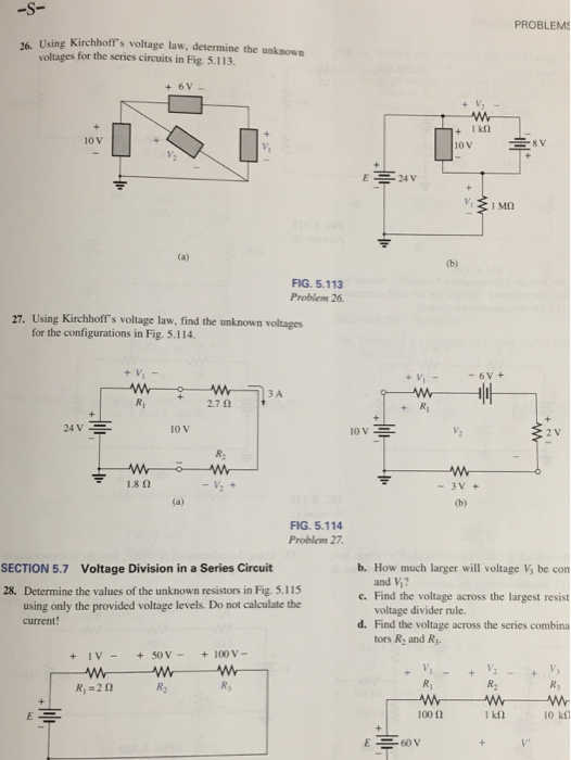 Solved Using Kirchhoff's voltage law. determine the unknown | Chegg.com