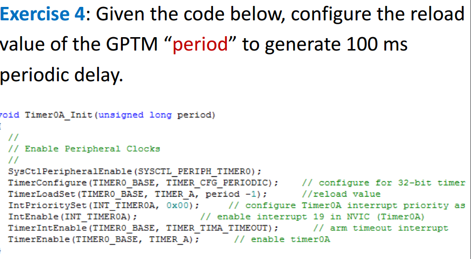 Solved Given the code below, configure the reload value of | Chegg.com