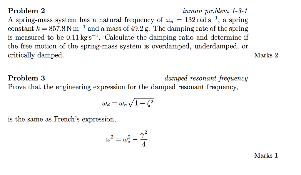 Solved Problem 2 A spring-mass system has a natural | Chegg.com
