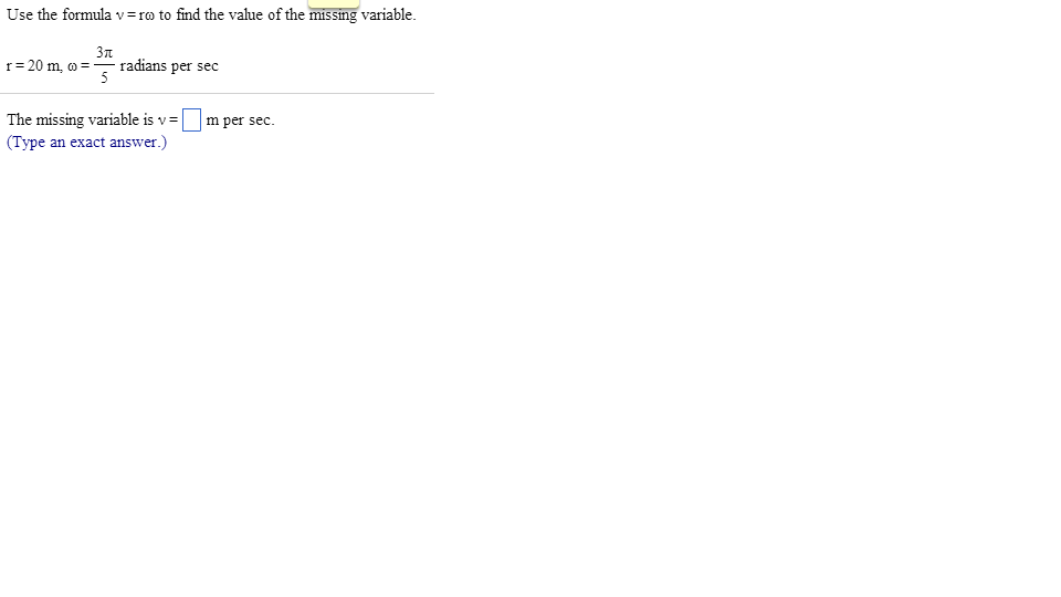 Solved Use the formula y = rw to find the value of the | Chegg.com