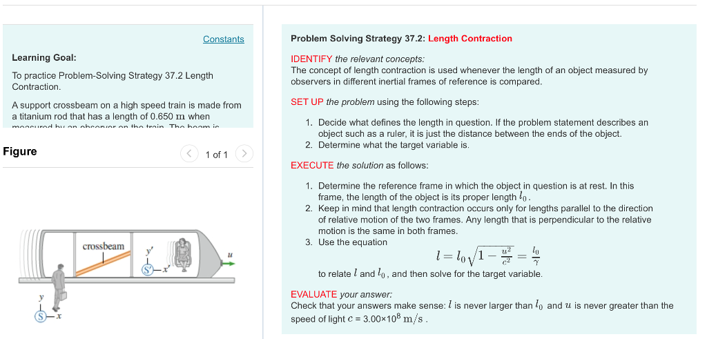 Solved Problem Solving Strategy 37.2: Length Contraction | Chegg.com