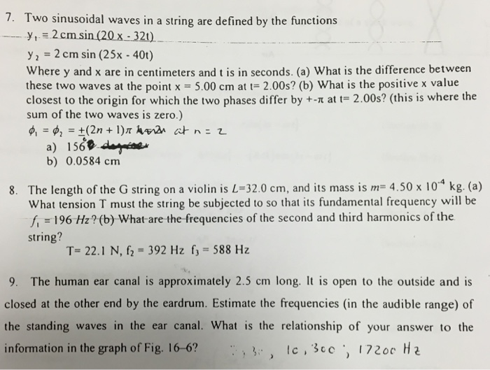 Two sinusoidal waves in a string are defined by the | Chegg.com