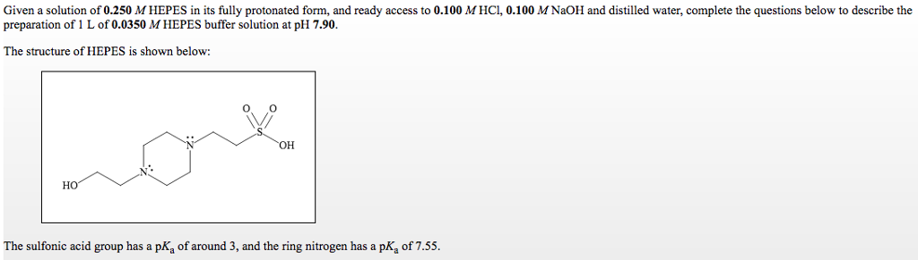 Solved a i) Alter the structure of HEPES to show it in its | Chegg.com