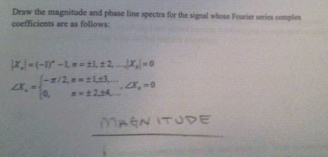 Draw the magnitude and phase line spectra for the | Chegg.com